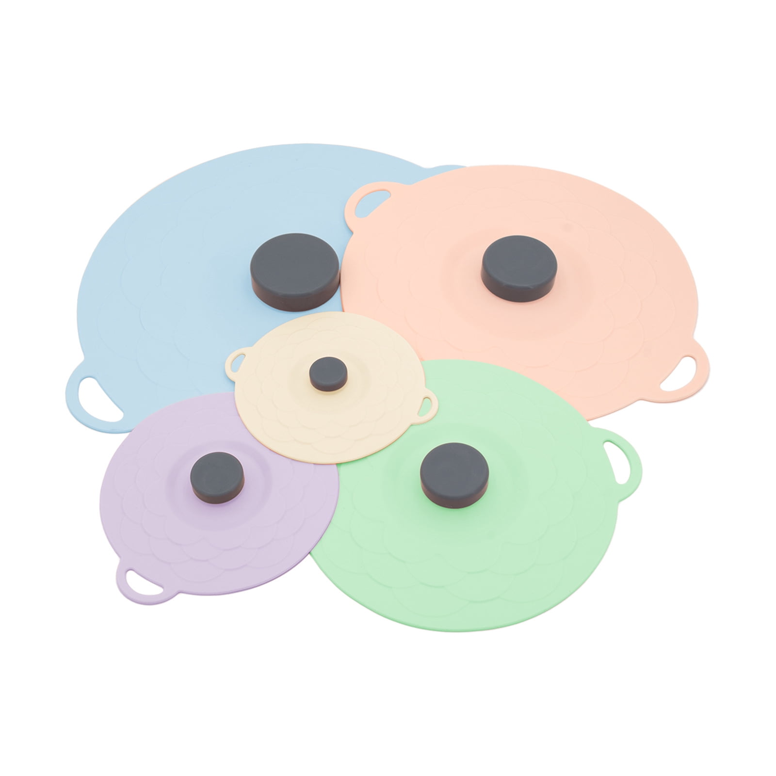 5 Reusable Silicone Covers, Suction Lids for Pots Bowls Pans, Splatter ...
