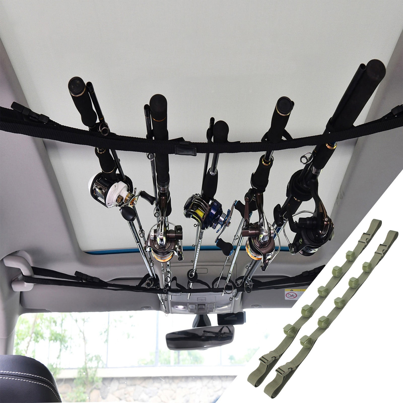 5 Ring Outdoor Fishing Gear Car Rod Strap Adjustable Polyester Rod For ...