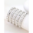 5 Rings Silver Punk Style Stretch Spiked Bangle Set, Unisex Metal Rivet ...