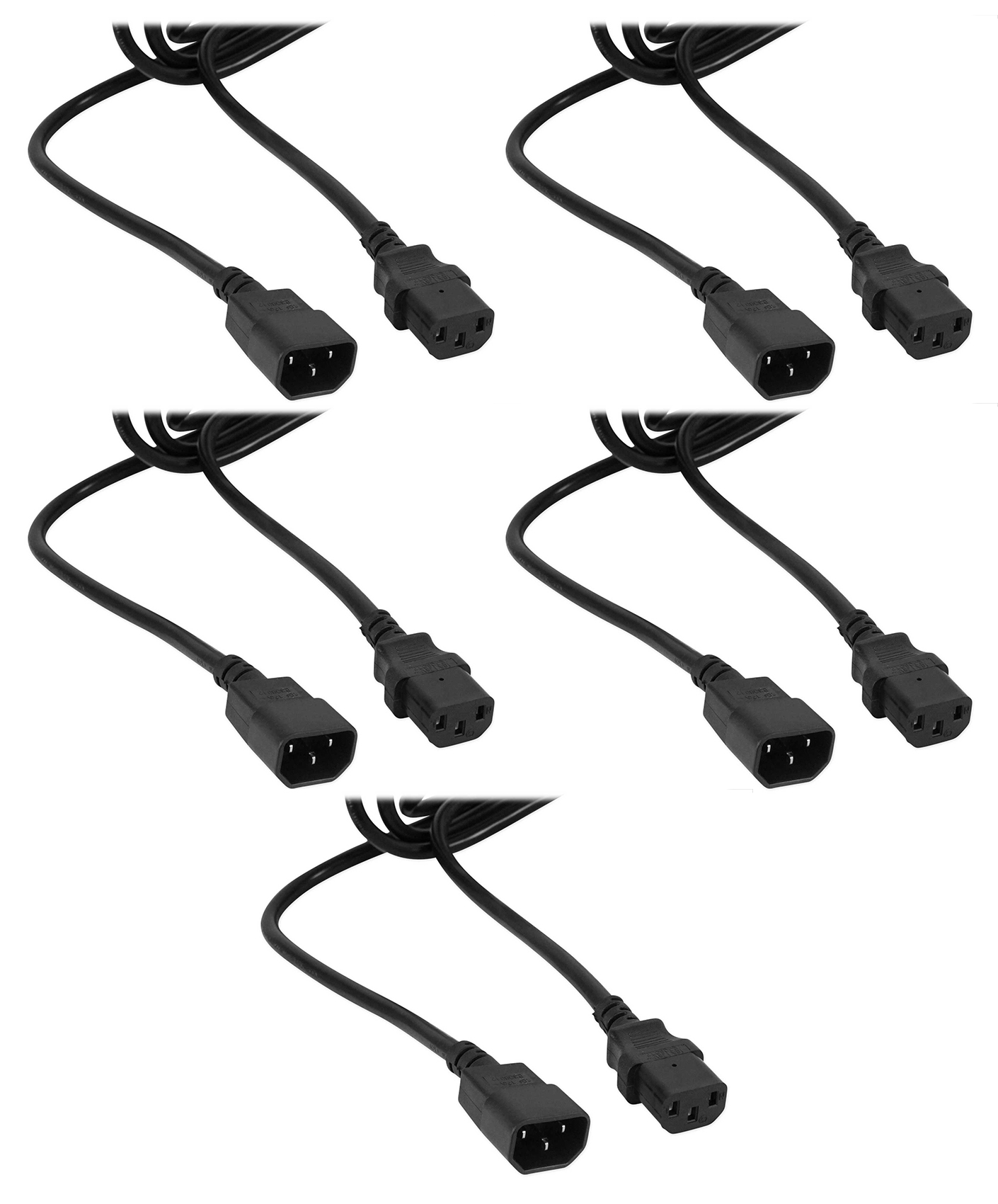 (5) Rockville RCN16-10 Foot IEC Male to Female Power Link Cables For ...