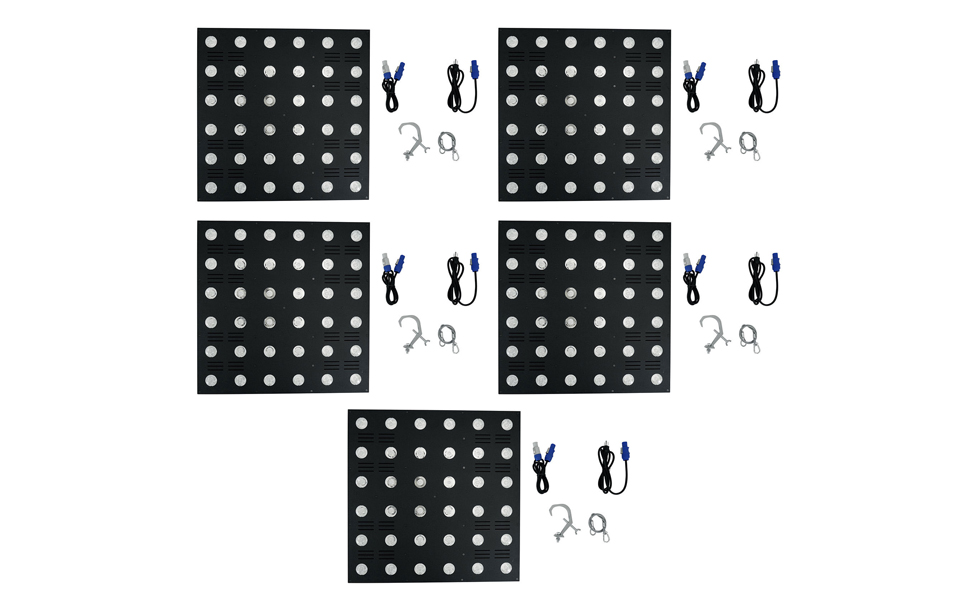 (5) Rockville STAGE MATRIX 36 RGB 6x6 Tri-Colored Matrix Blinder Lights ...