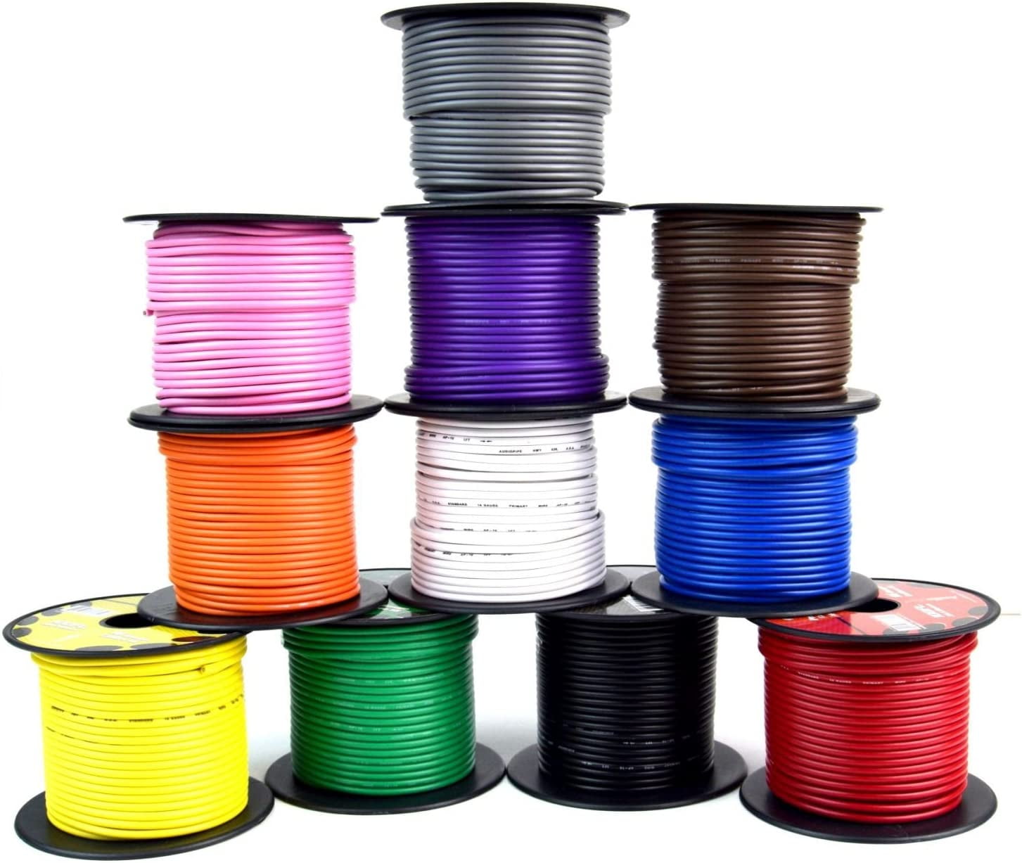 5 Rolls 100' Feet 16 GA Primary Wire Auto Power Cable Stranded LED ...