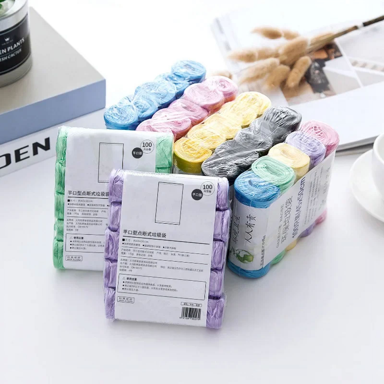 5 Rolls 100pcs Disposable Garbage Bag Kitchen Rubbish Bags Plastic ...