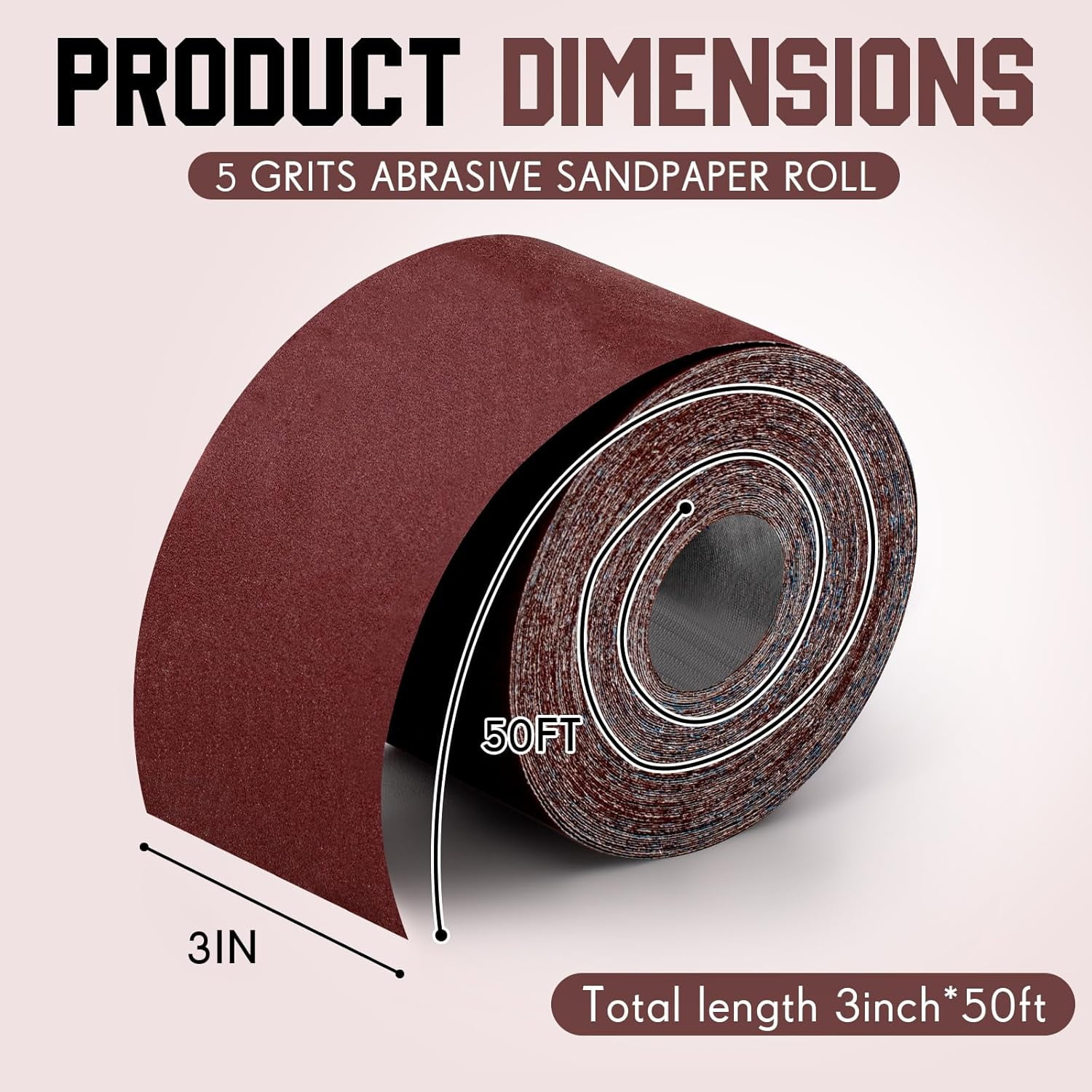 5 Rolls 3" Wide Emery Cloth Roll Abrasive Sandpaper Assortment Pack 80 ...