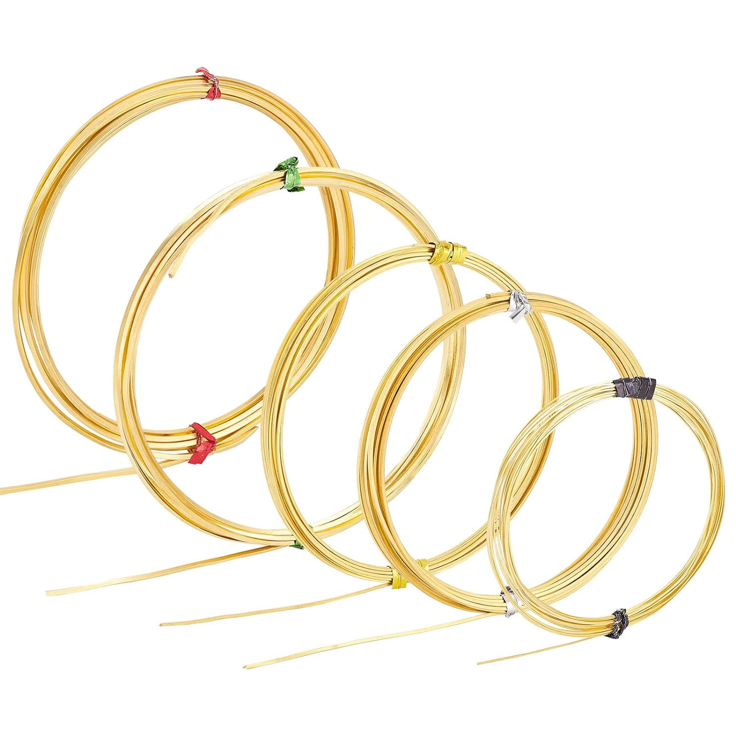 5 Rolls 42.6Ft Brass Craft Wire Square Copper Wire 17/18/20/22/26 Gauge ...