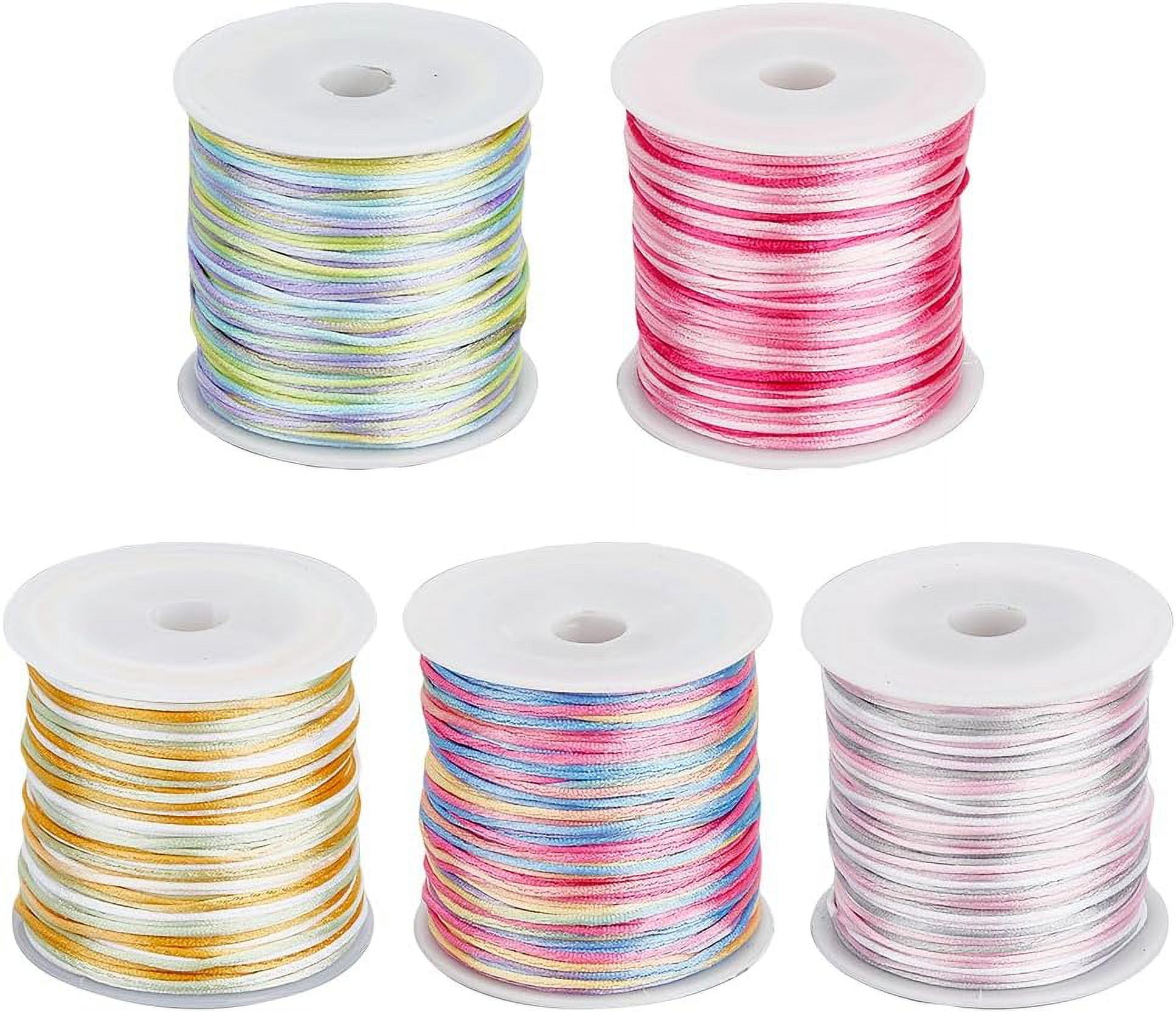5 Rolls 5 Colors Segment Dyed Nylon Thread Cord Rattail Satin Cord for ...