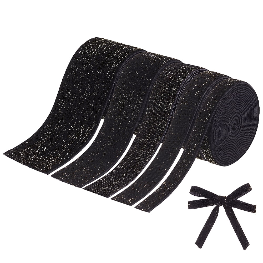 5 Rolls 5 Styles Sparkle Single Face Velvet Ribbons Polyester Ribbon ...