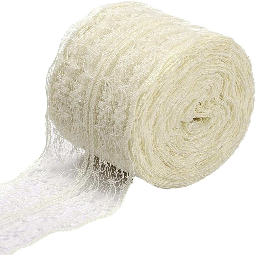 5 Rolls 50M 1 3/4 Inch White Lace Ribbon Ivory Vintage Crochet Lace ...