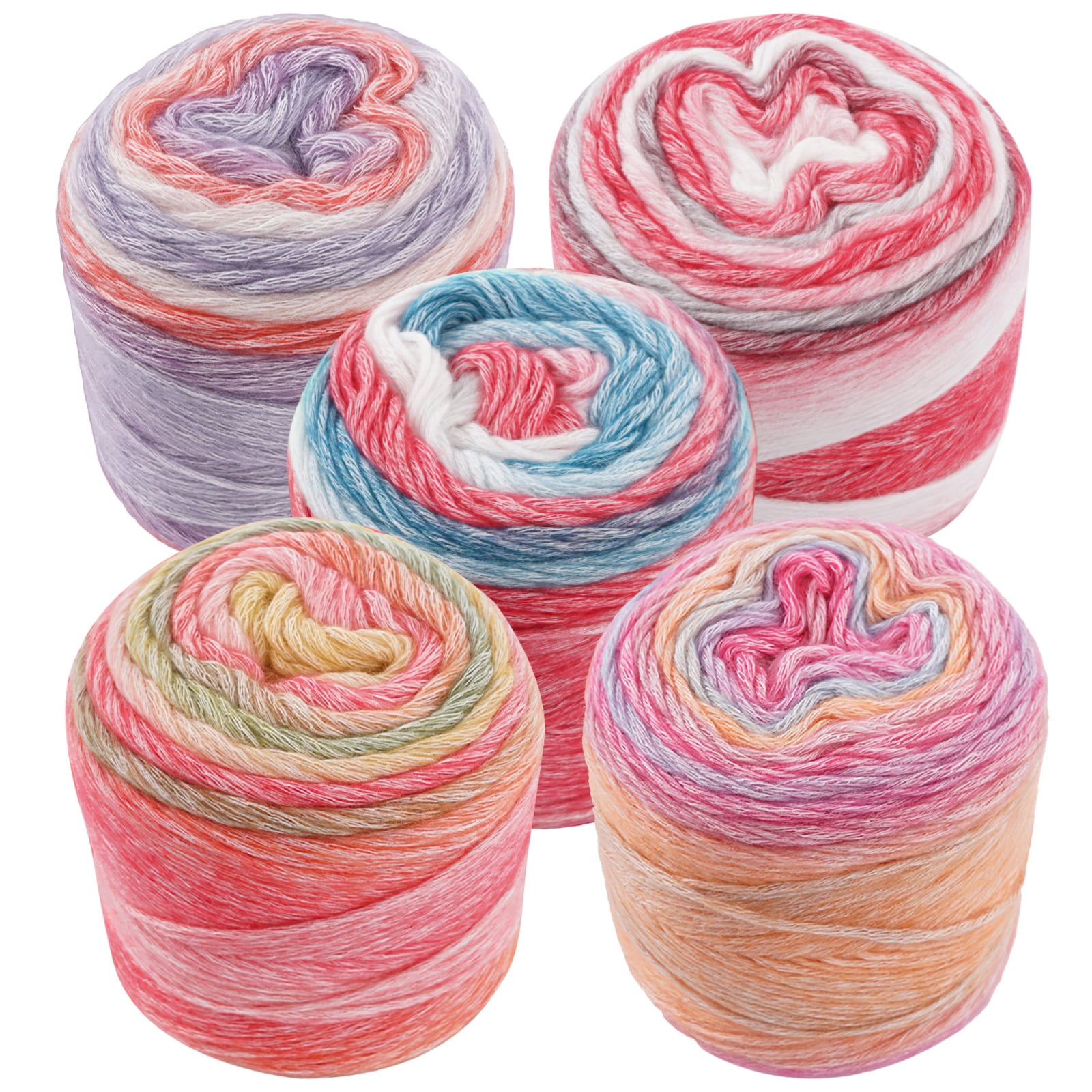 5 Rolls Cake Yarns for Crocheting, Ombre Soft Wool Blend Variegated ...