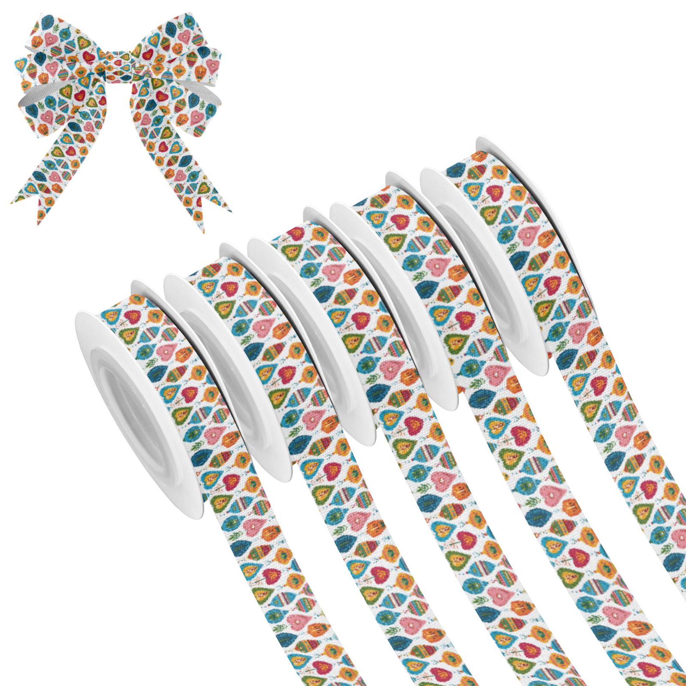 5 Rolls Christmas Ribbon 1.5 inch Wide Decorative Ribbon for Gift ...
