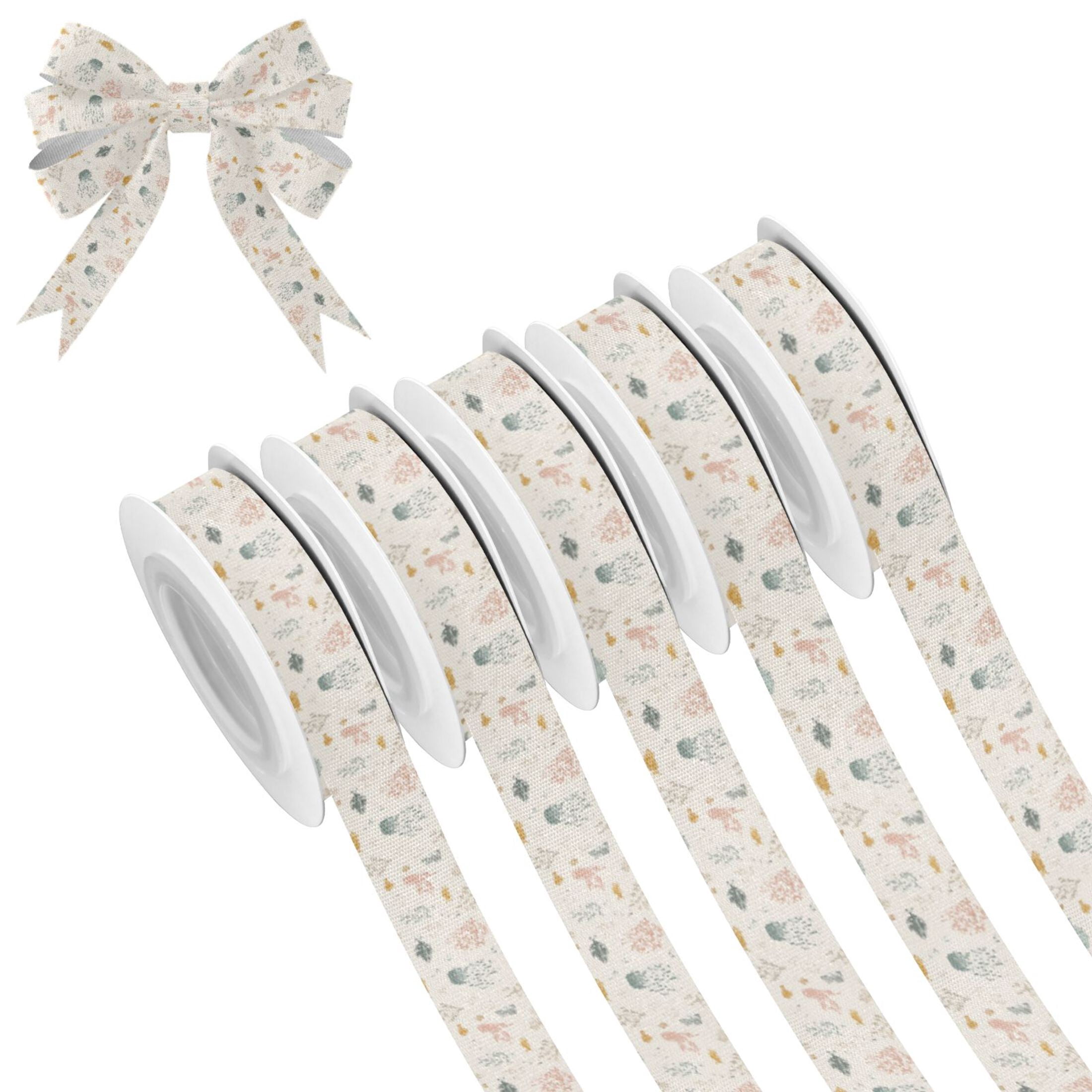 5 Rolls Christmas Ribbon 1.5 inch Wide Decorative Ribbon for Gift ...