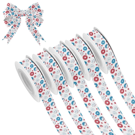5 Rolls Christmas Ribbon 1.5 inch Wide Decorative Ribbon for Gift ...