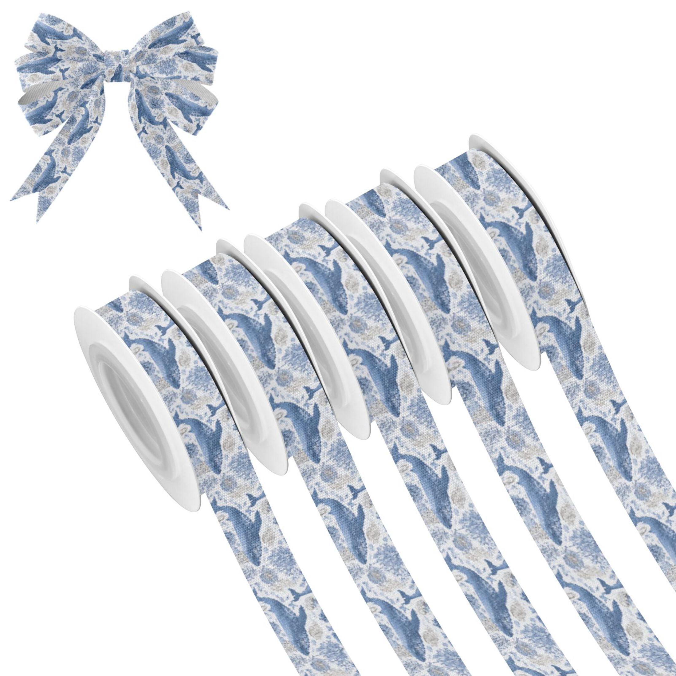 5 Rolls Christmas Ribbon 1.5 inch Wide Decorative Ribbon for Gift ...