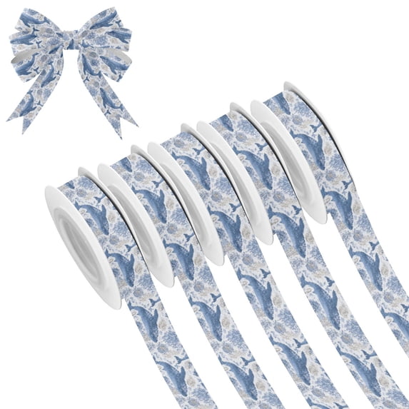5 Rolls Christmas Ribbon 1.5 inch Wide Decorative Ribbon for Gift ...