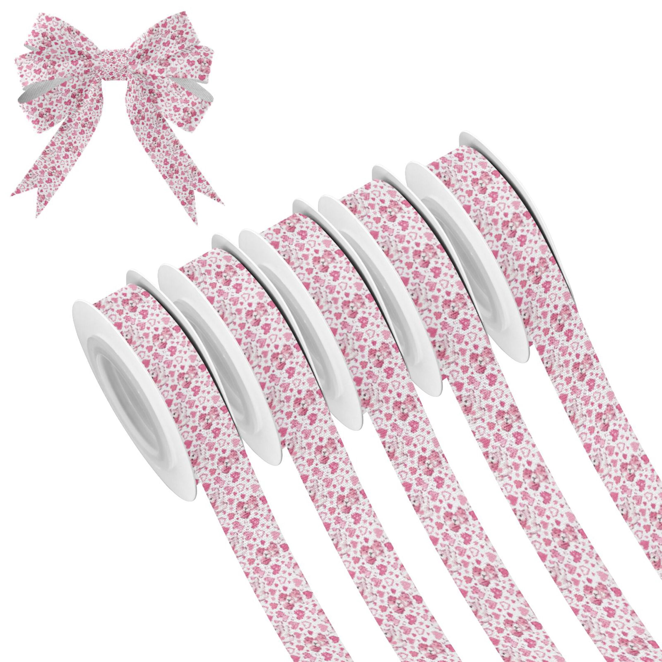 5 Rolls Christmas Ribbon 1.5 inch Wide Decorative Ribbon for Gift ...