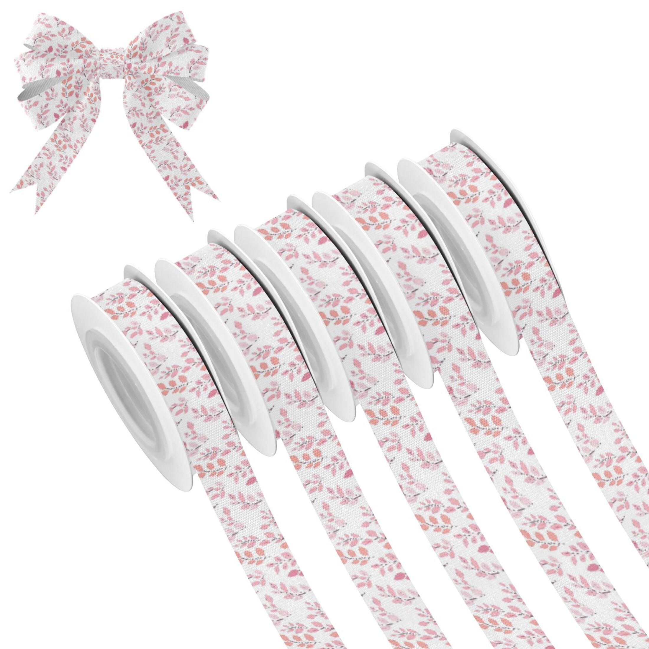 5 Rolls Christmas Ribbon 1.5 inch Wide Decorative Ribbon for Gift ...