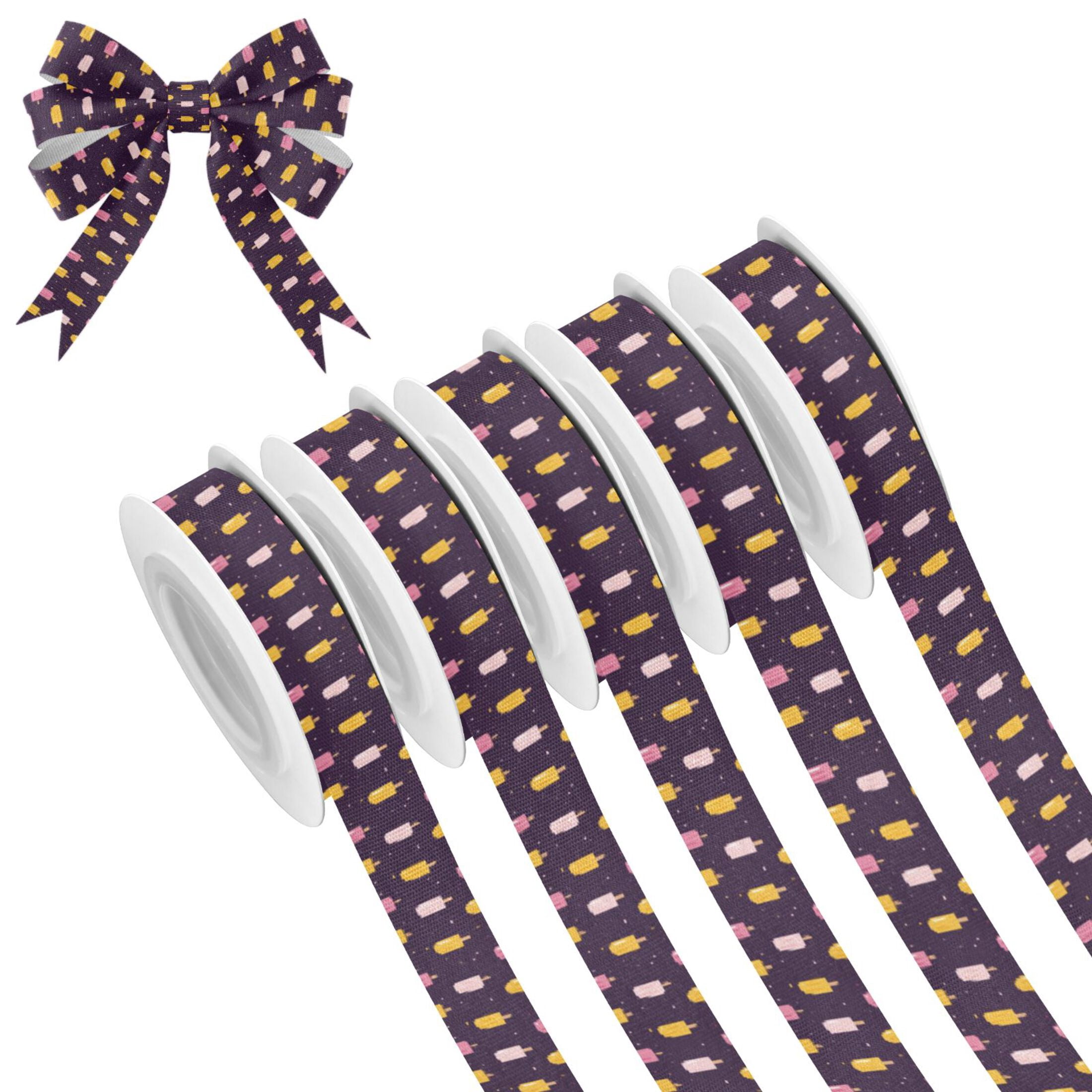 5 Rolls Christmas Ribbon 1.5 inch Wide Decorative Ribbon for Gift ...