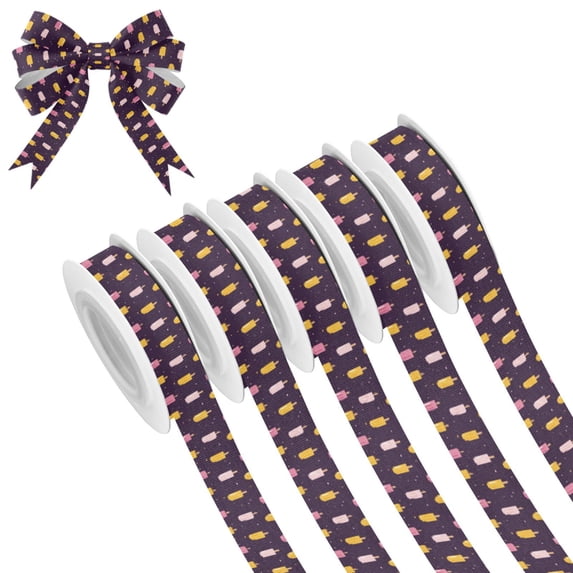 5 Rolls Christmas Ribbon 1.5 inch Wide Decorative Ribbon for Gift ...