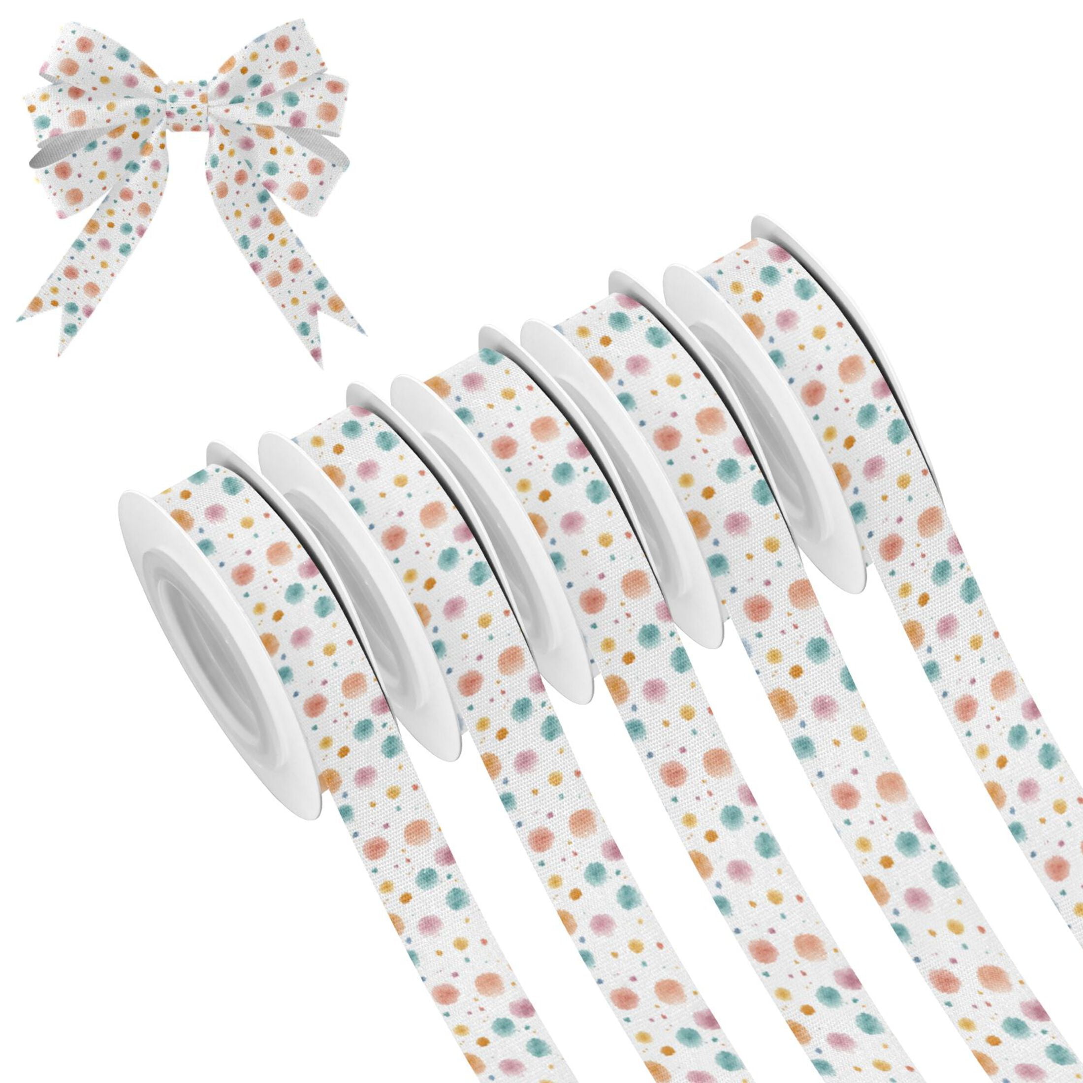 5 Rolls Christmas Ribbon 1.5 inch Wide Decorative Ribbon for Gift ...