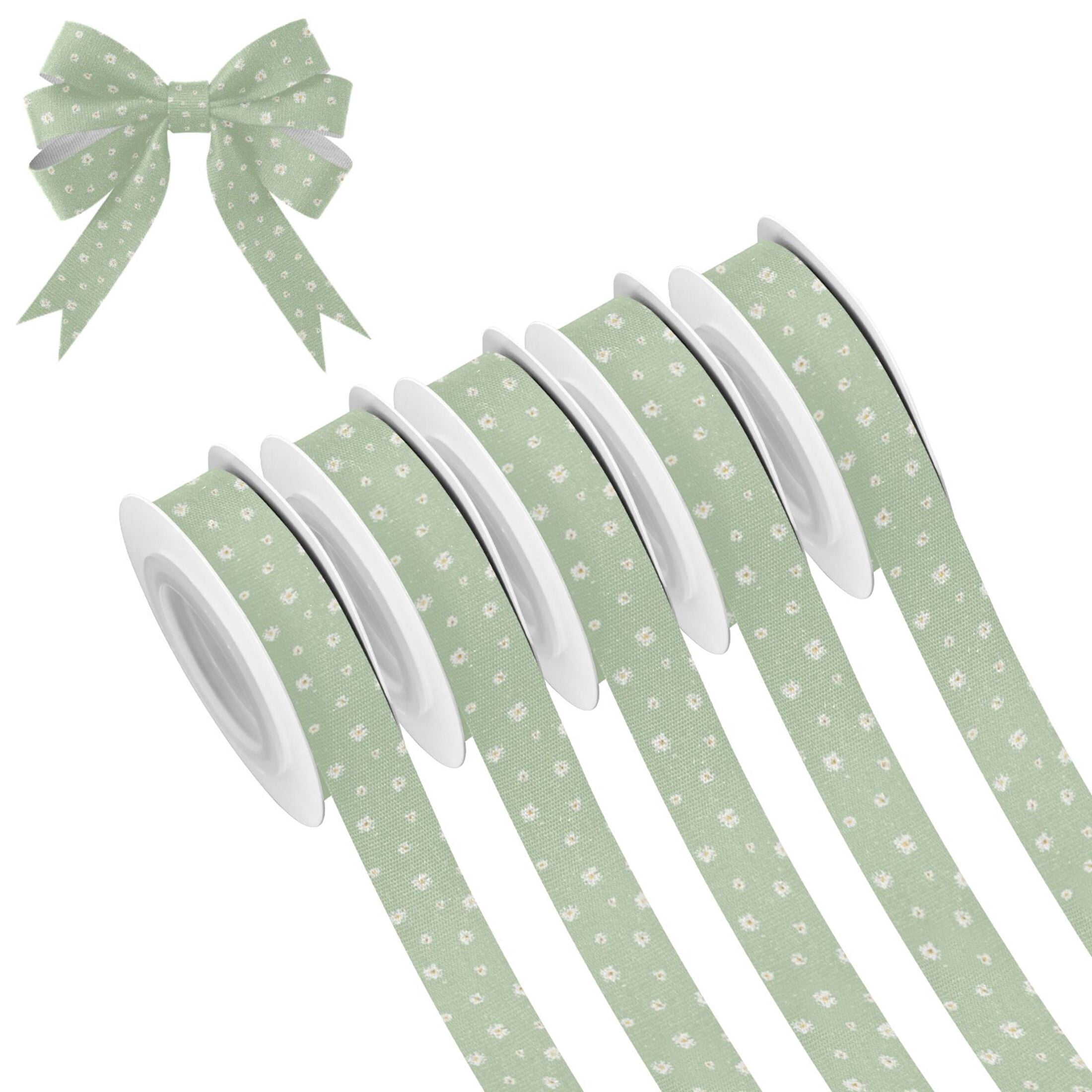 5 Rolls Christmas Ribbon 1.5 inch Wide Decorative Ribbon for Gift ...