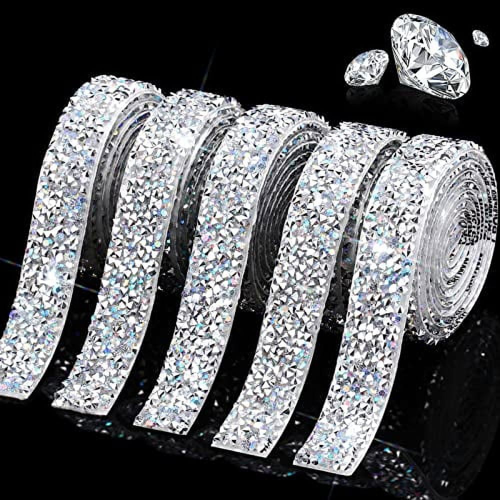 5 Rolls Crystal Rhinestone Ribbon Shiny Rhinestone Ribbon Resin Diamond ...