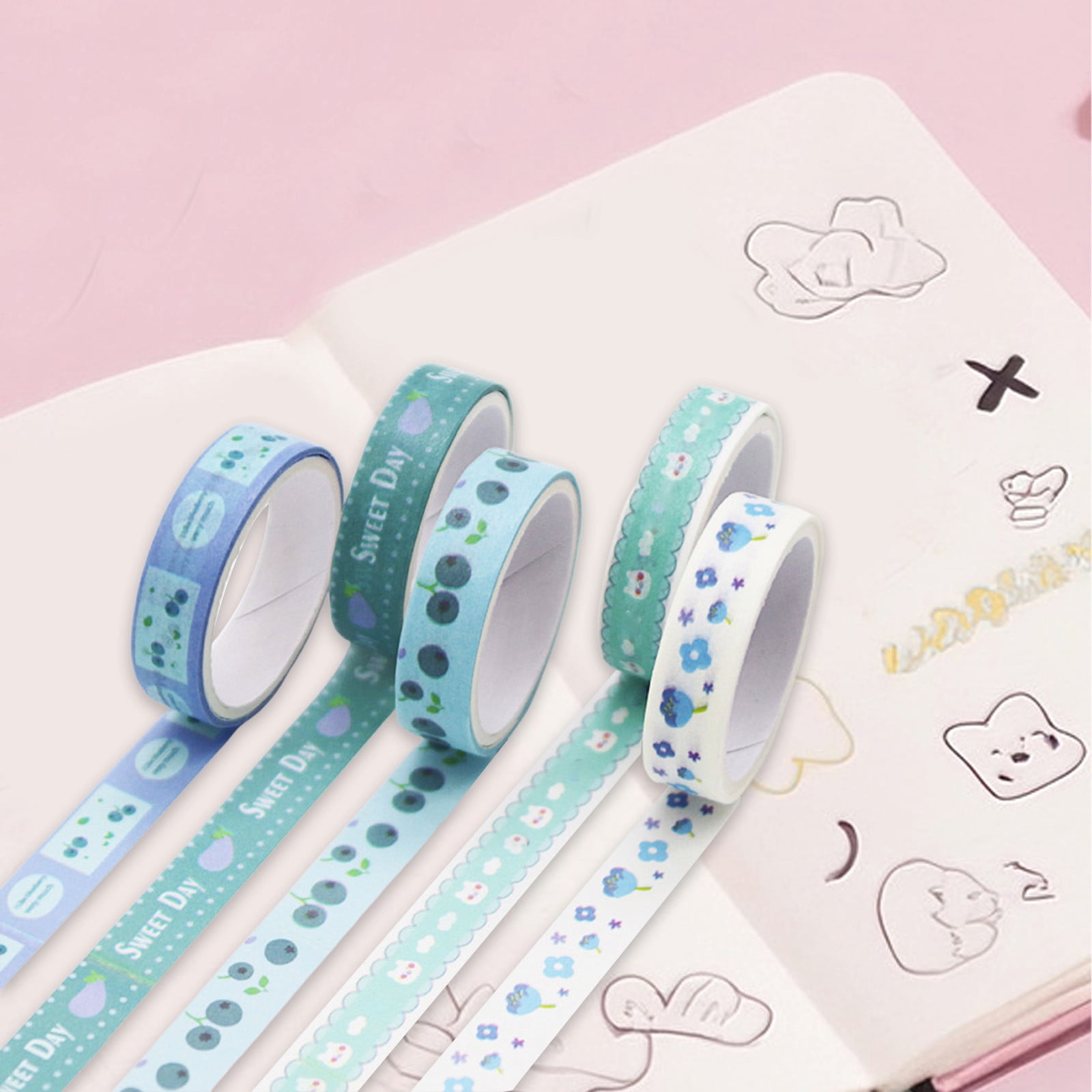 5 Rolls Cute Washi Tape Set, Holiday Washi Tape, Decorative Masking Art ...