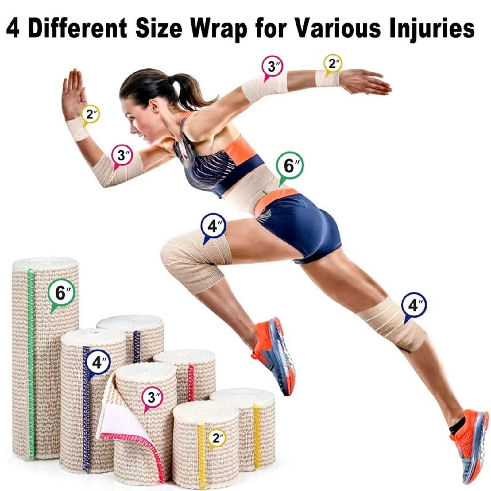 5 Rolls Elastic Bandage Wrap - Compression with Self Closure and Extra ...