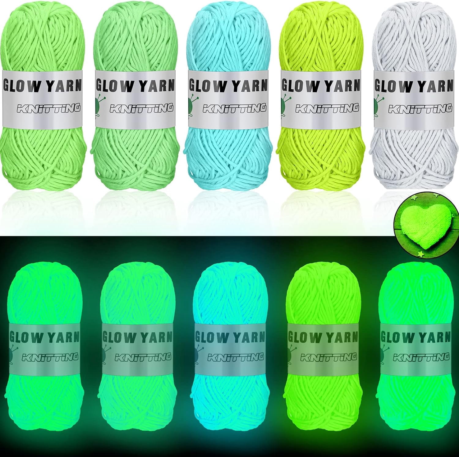 5 Rolls Glow in The Dark Yarn for Crochet DIY Glow Yarn Luminous ...