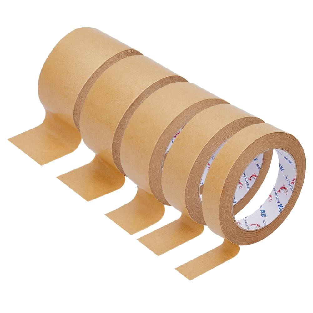 5 Rolls Kraft Paper Masking Tape Brown Painters Tape Writable Packing ...
