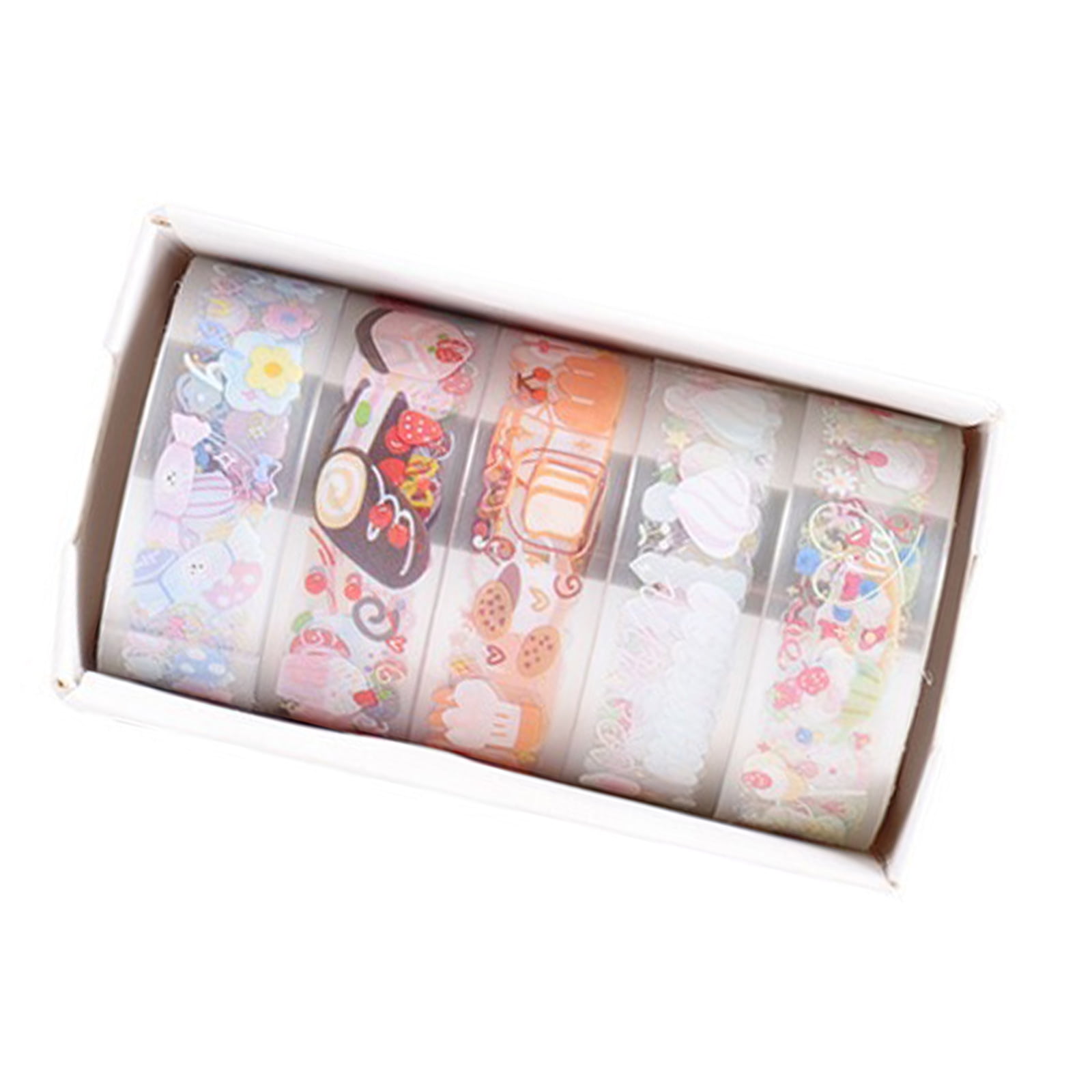 5 Rolls Lovely Decorative Tape Flower Pattern Crafting Tape Masking ...