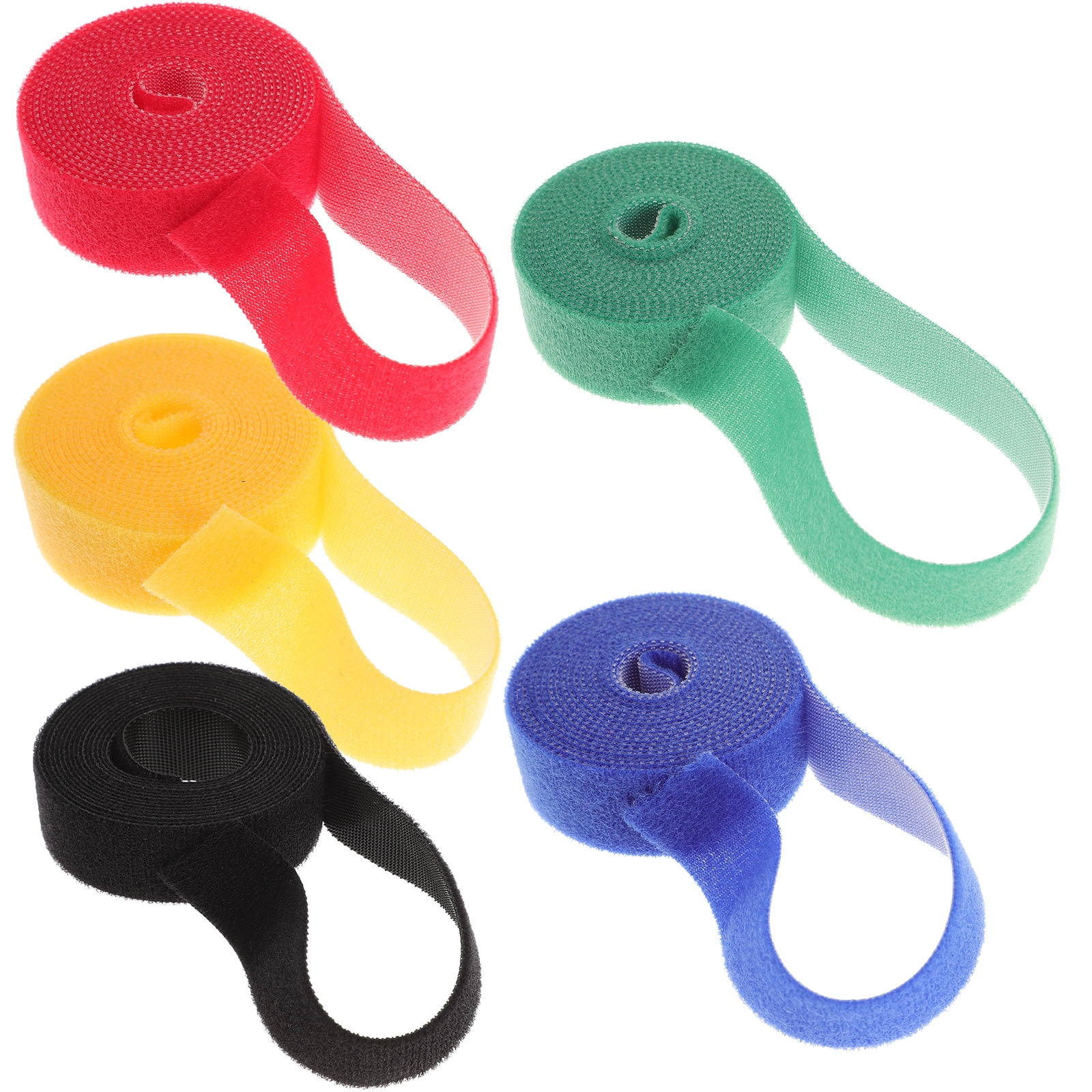 5 Rolls Tie Hook And Loop Cable Strip Sticky Strips Downs Straps Cord ...