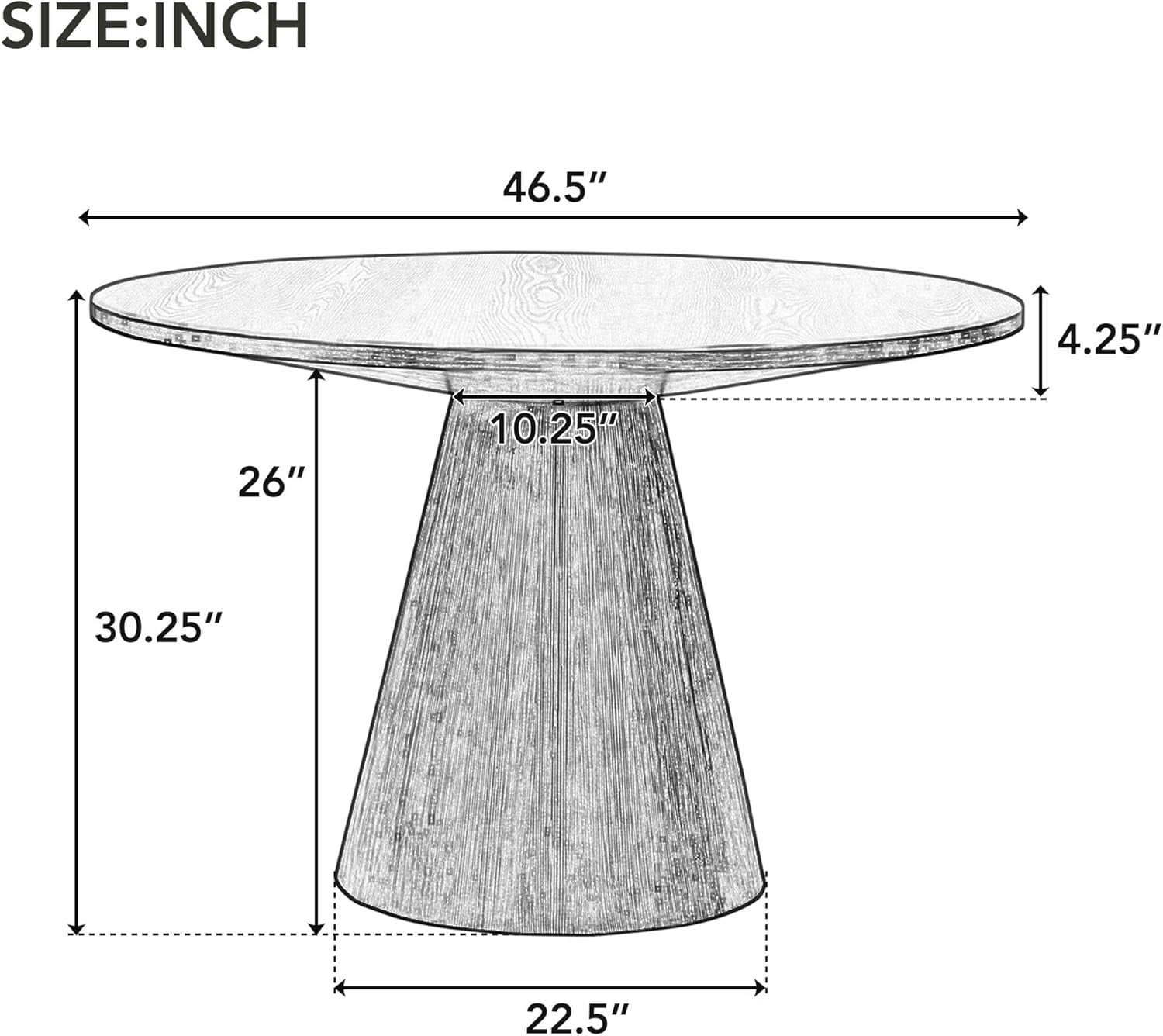 .5" Round Dining Table for 4-6, Retro Wood Kitchen Table, Minimalist ...