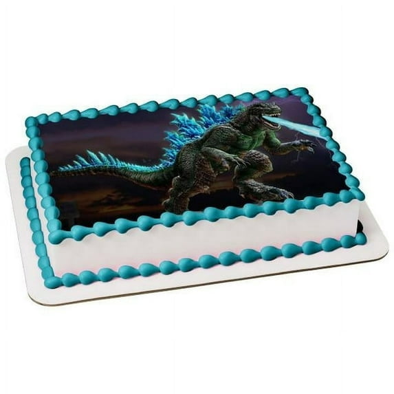 5" Round Pre-Cut Blue Godzilla Breathing Ice Lightening Photo Edible ...