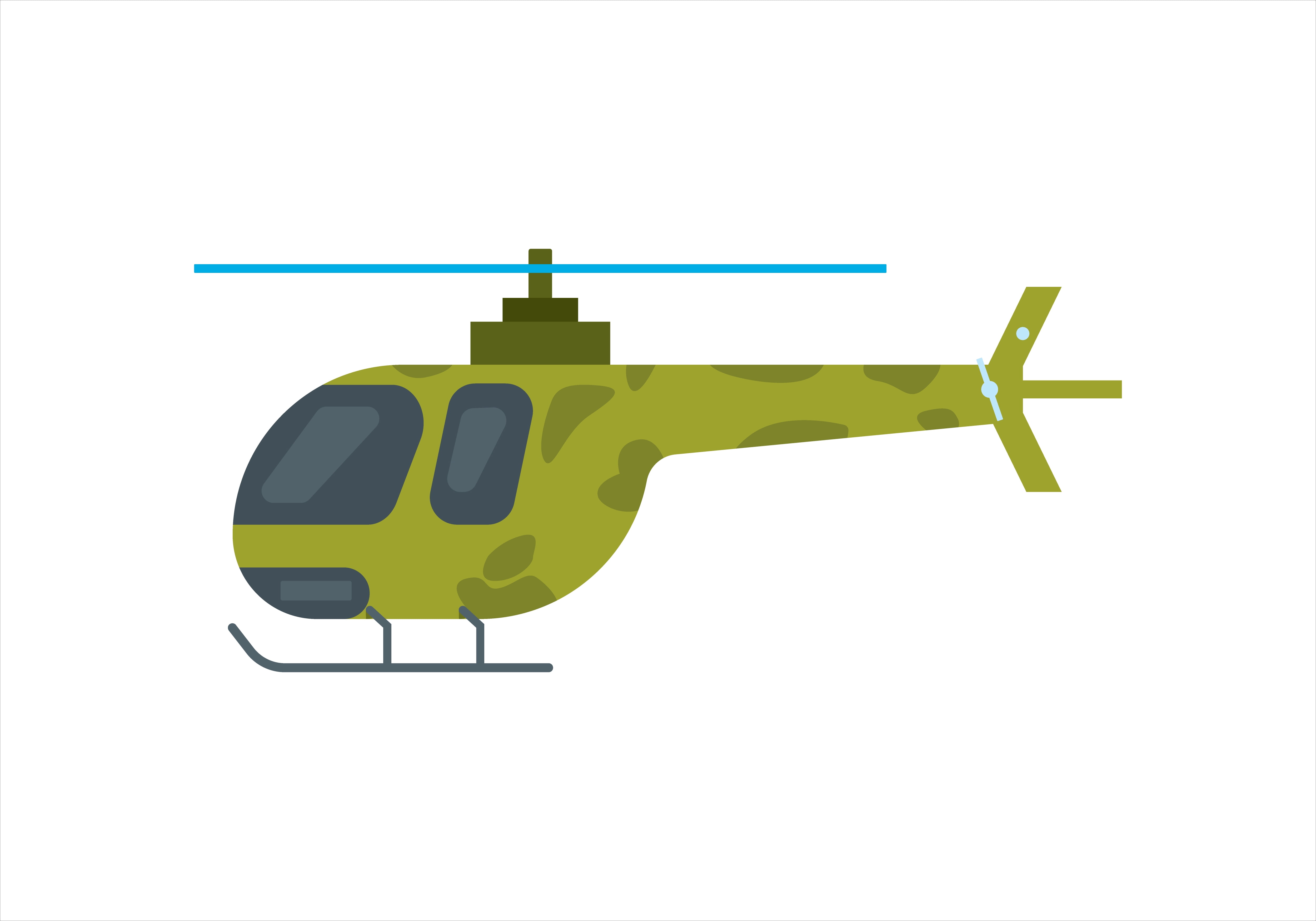 5" Round Pre-Cut Cartoon Green Helicopter Flying In The Sky Theme ...