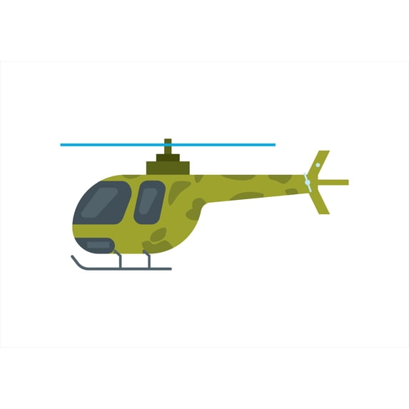 5" Round Pre-Cut Cartoon Green Helicopter Flying In The Sky Theme ...