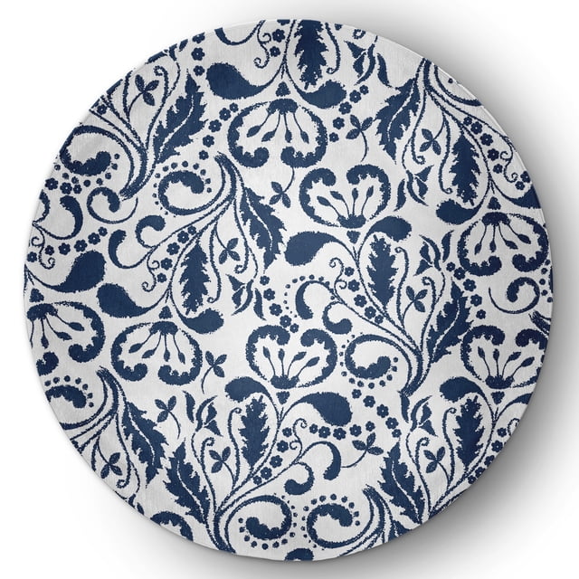 5' Round Simply Daisy Aurora French Country Chenille Area Rug, Blue ...