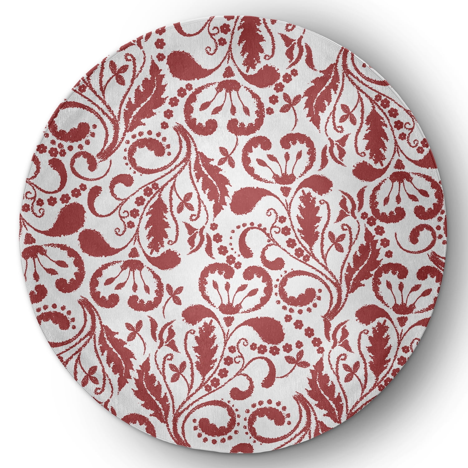 5' Round Simply Daisy Aurora French Country Chenille Area Rug, Coral ...