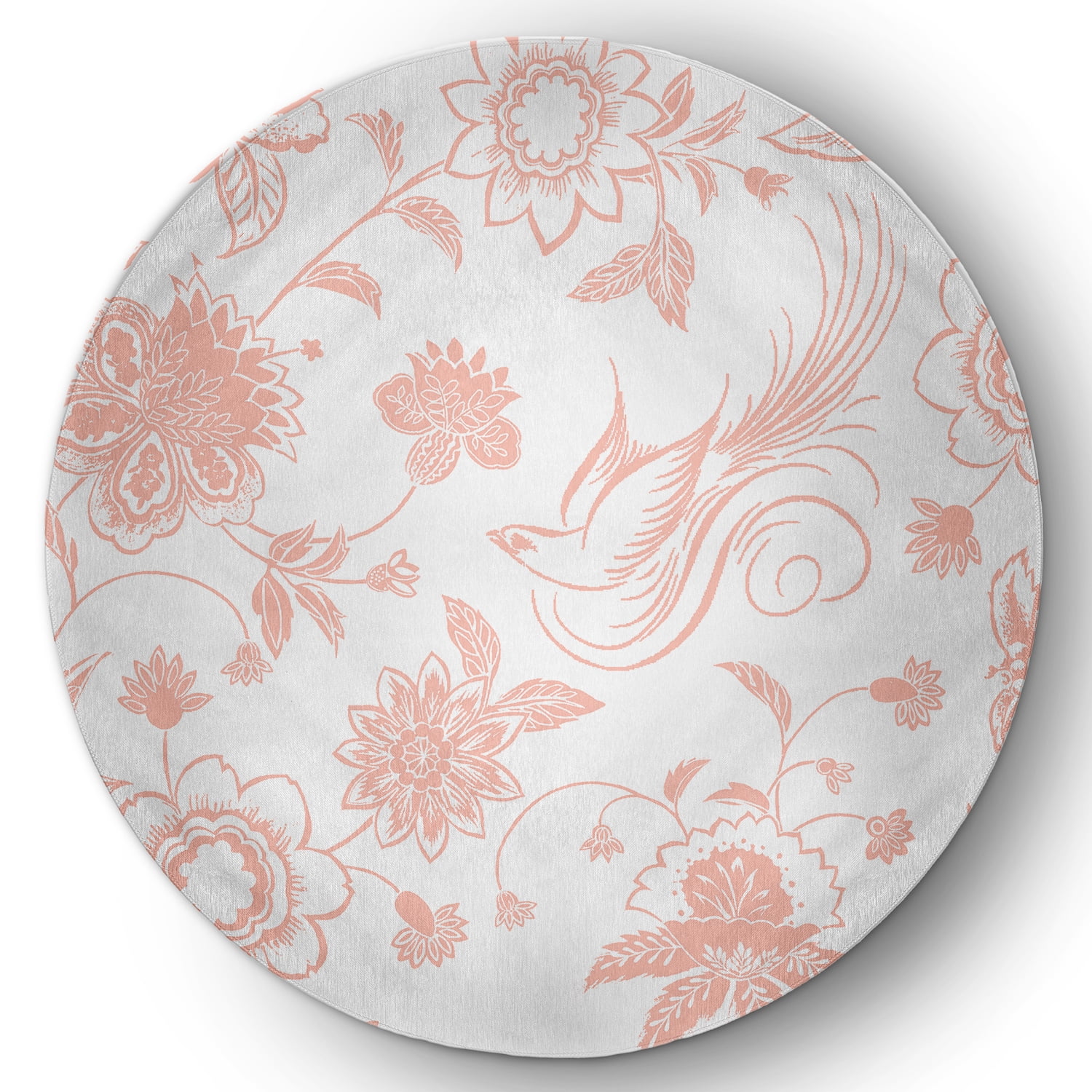 5' Round Simply Daisy Traditional Bird Floral French Country Chenille ...