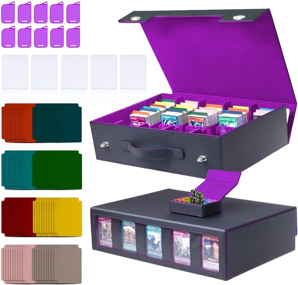 5-Row 3900+ Trading Card Storage Box for MTG, Card Deck Box with Snap ...