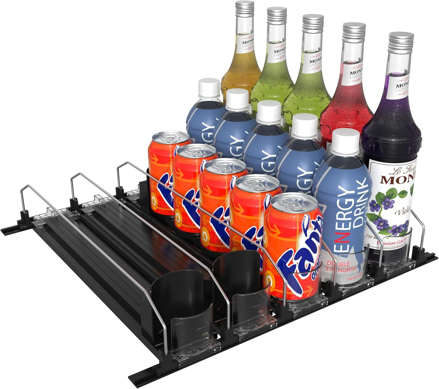 5-Row Fridge Drink Organizer, 15'' Adjustable Soda Can Dispenser with ...