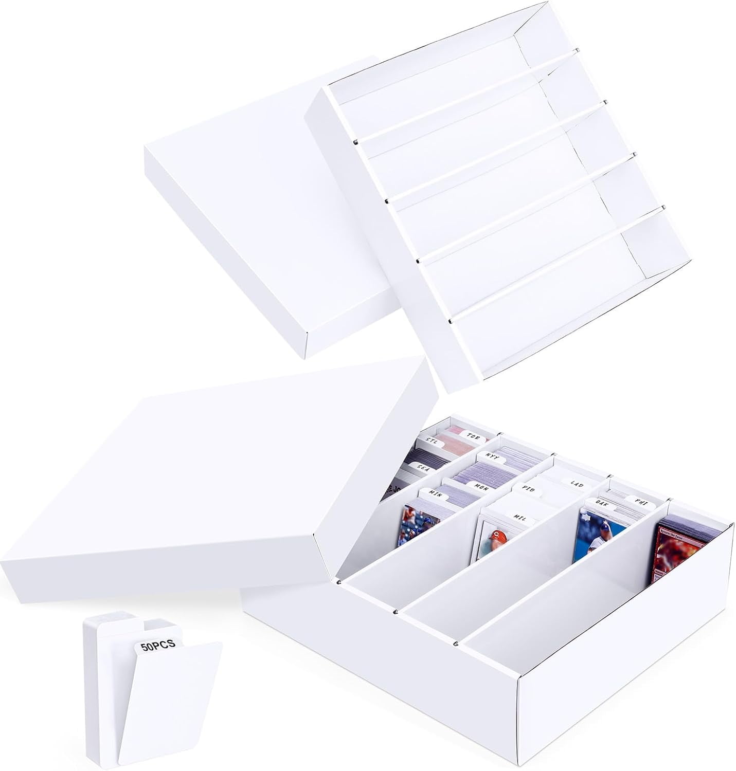 5 Row Trading Card Storage Box, 1 Pack Cardboard Storage Box with ...