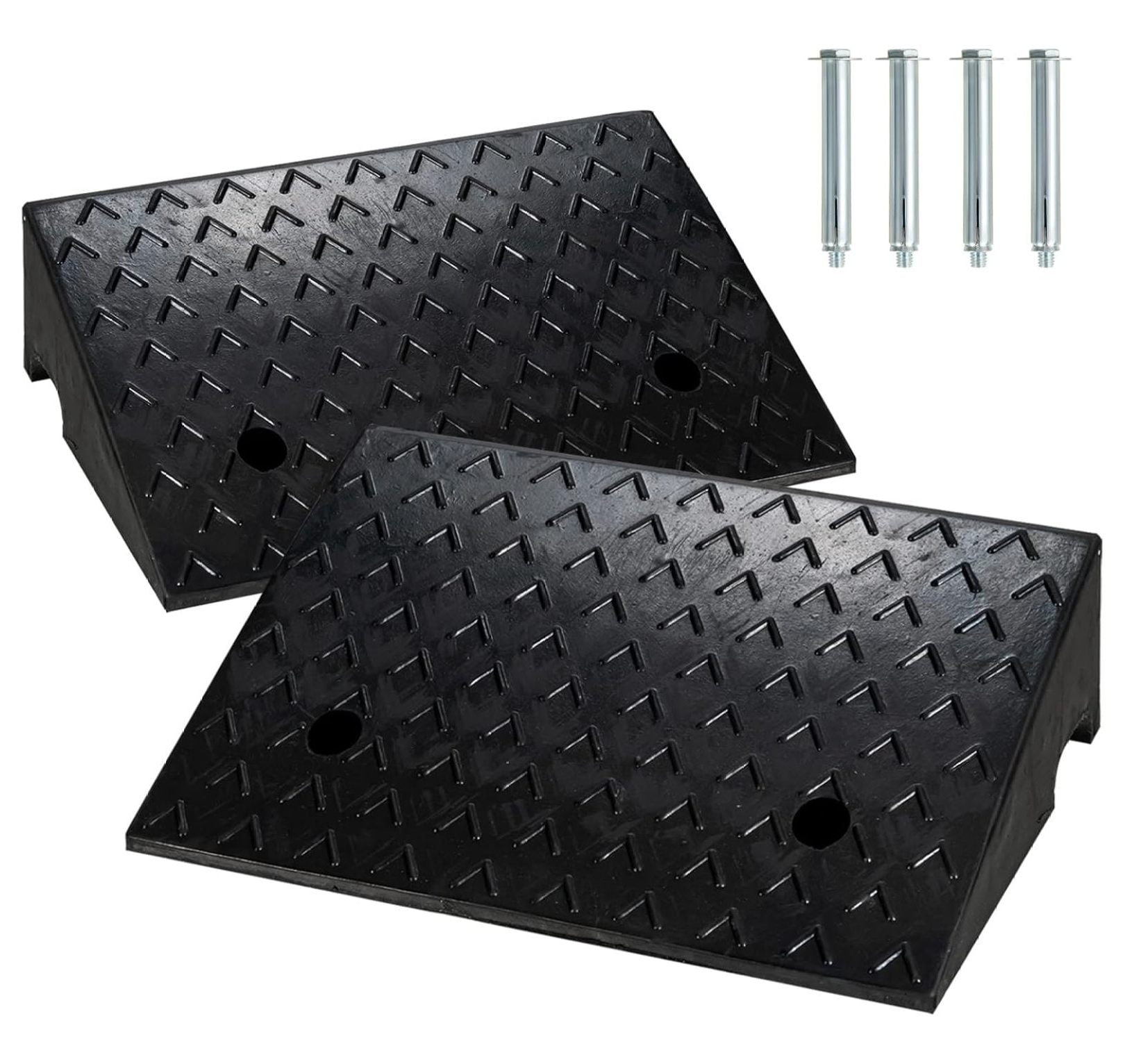 5” Rubber Curb Ramps 2PCS, Heavy Duty 22° Driveway Ramps W/ 4 Expansion ...