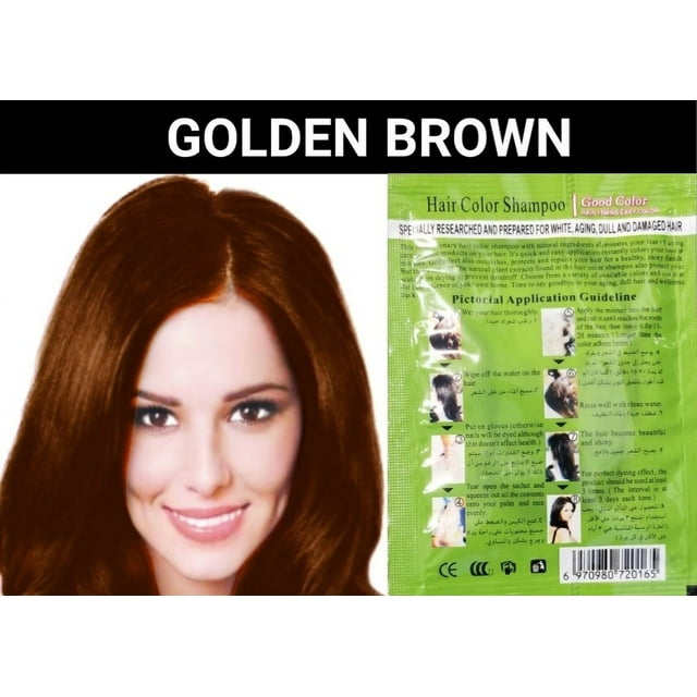 5 SACHETS GOLDEN BROWN HAIR DYE SHAMPOO-COLOR LAST UP TO 30 DAYS-GP ...