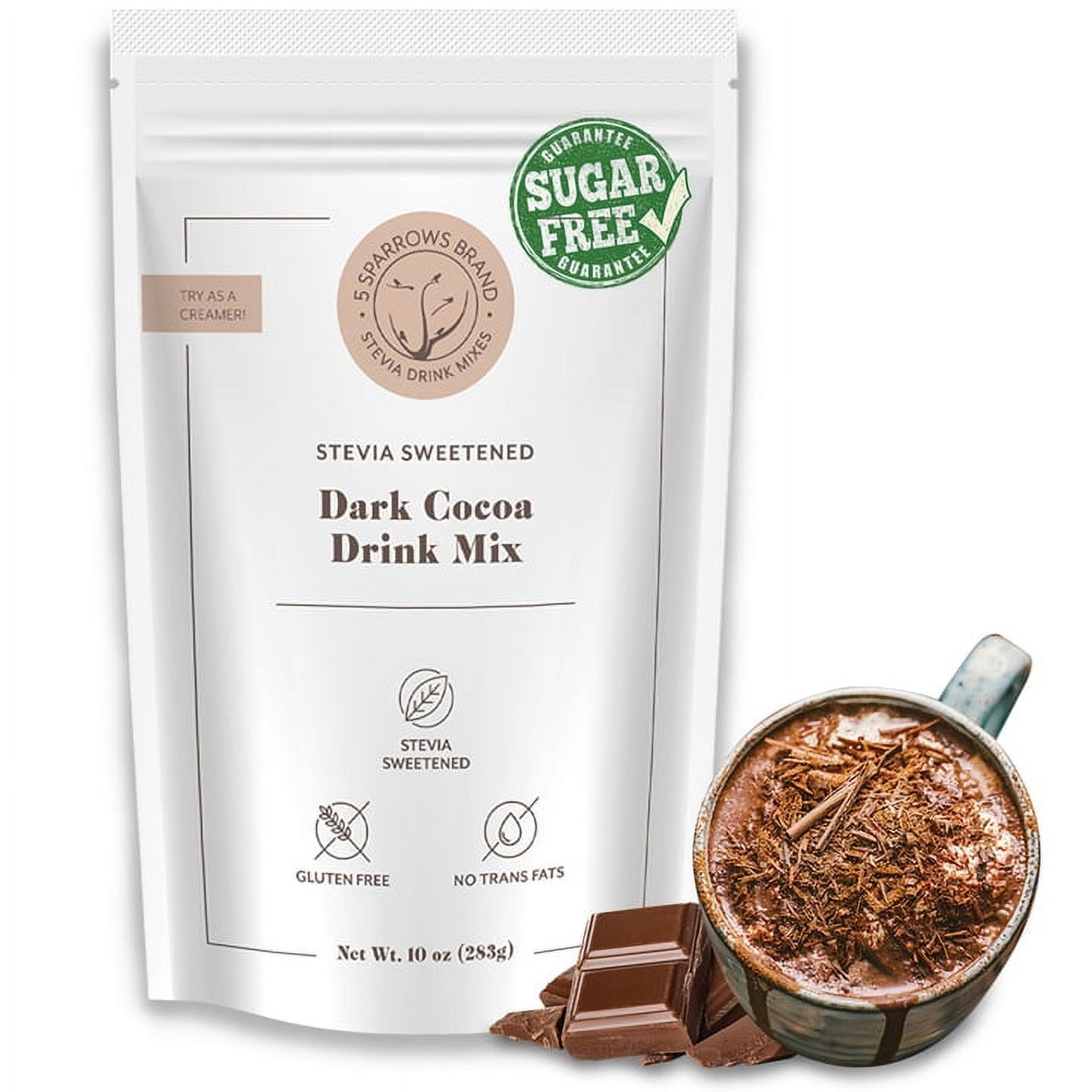 5 SPARROWS Sugar-Free Dark Chocolate Flavored Drink Mix- Stevia, Keto ...