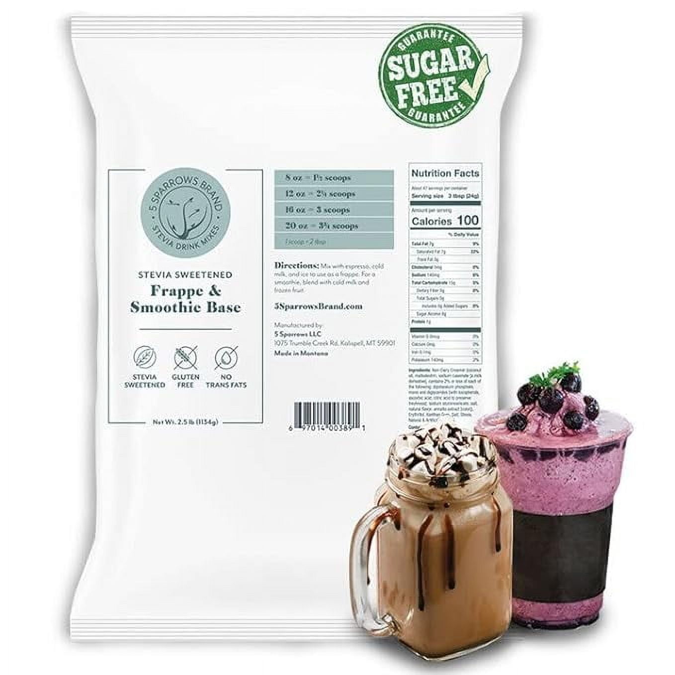 5 SPARROWS Sugar-Free Frappe, Milkshake and Smoothie Base- Stevia, Keto ...