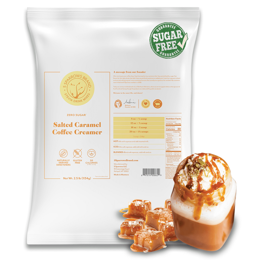 5 SPARROWS Sugar-Free Salted Caramel Powder Drink Mix- Stevia, Keto ...
