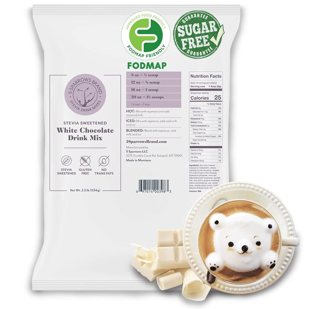 5 SPARROWS Sugar-Free White Chocolate Flavored Drink Mix- Stevia, Keto ...