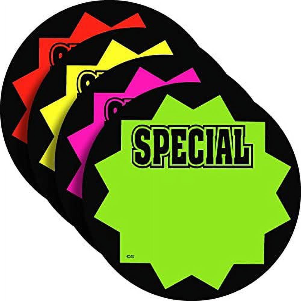 5" SPECIAL Round Fluorescent Burst Neon Retail Sign Cards - Multi-pack ...