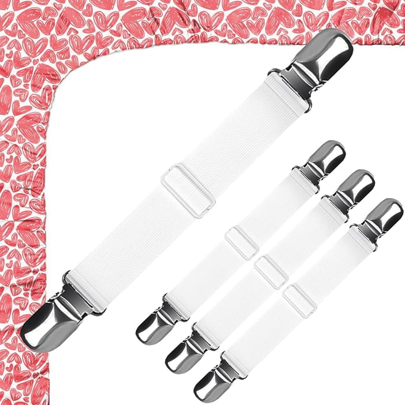 5 STARS UNITED Bed Sheet Straps Set | Easy to Use Adjustable Elastic ...