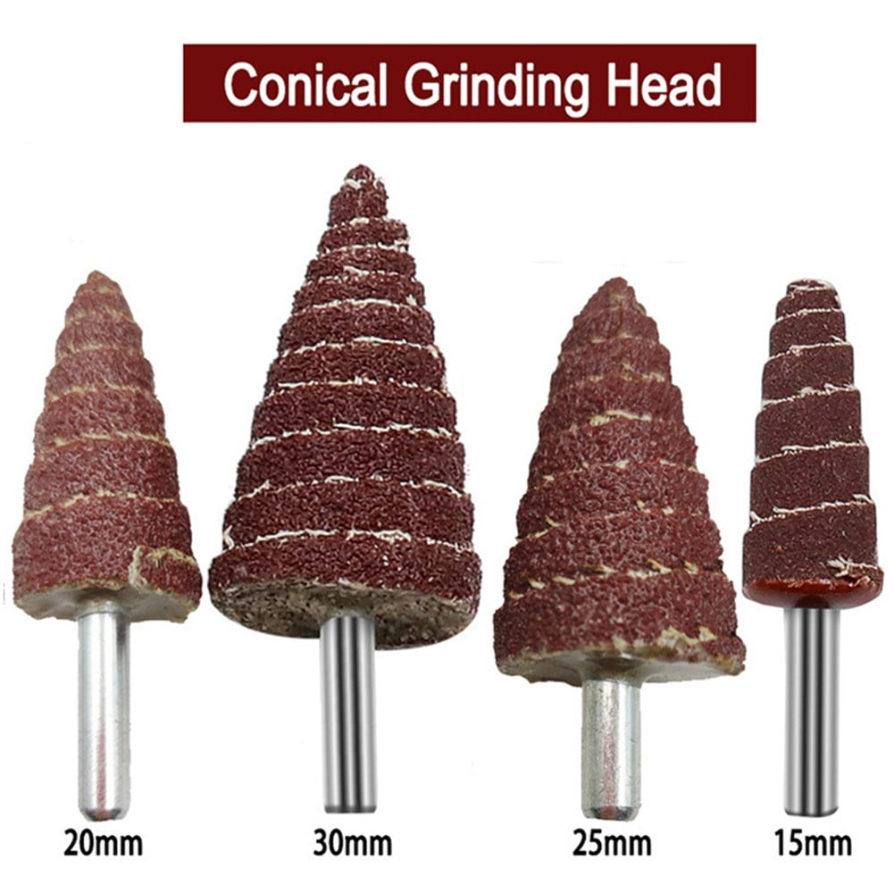 5× Sandpaper Tapered Cone Grinding Head Polishing Sanding for Wood ...